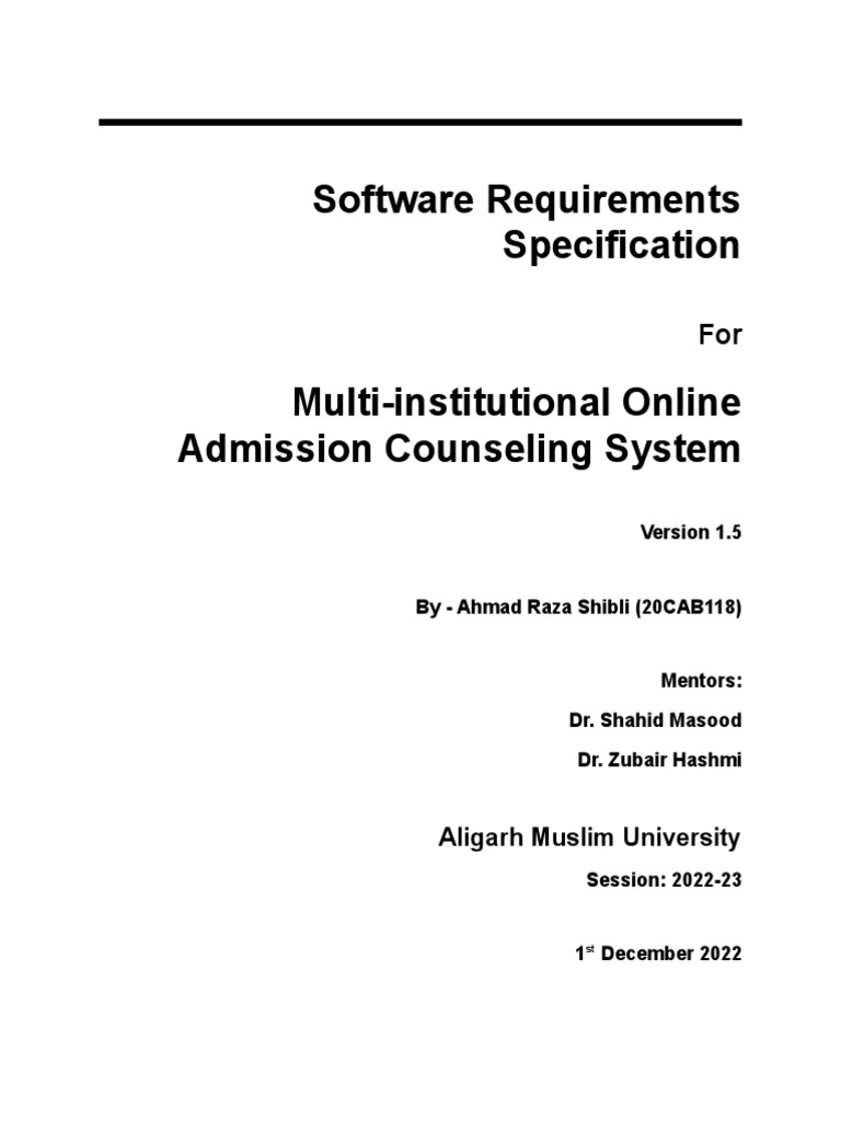 SRS For Counselling System-Sr Project | PDF | Survey Methodology ...