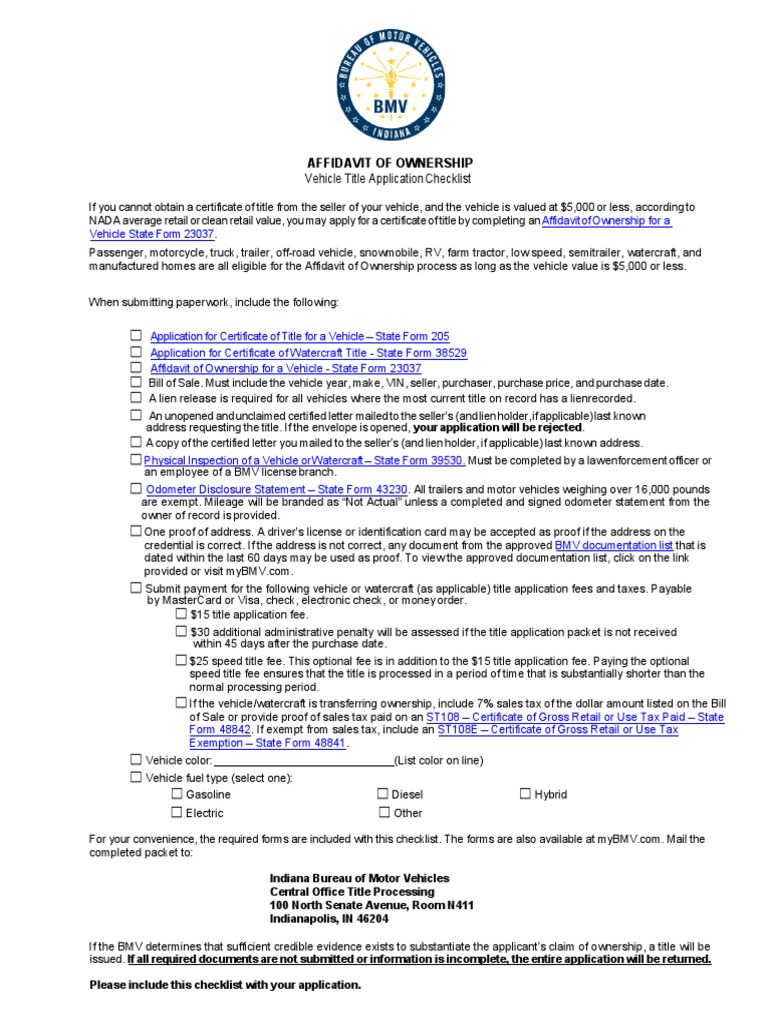 Affidavit of Ownership Packet | PDF | Credit Card | Identity Document