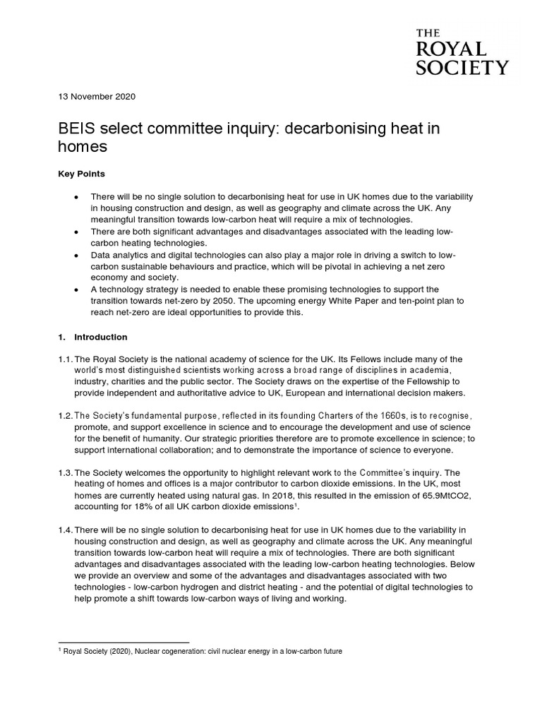 13-11-20 - submission-BEIS-committee-decarbonising-heat-in-homes-consultation | PDF | Low Carbon ...