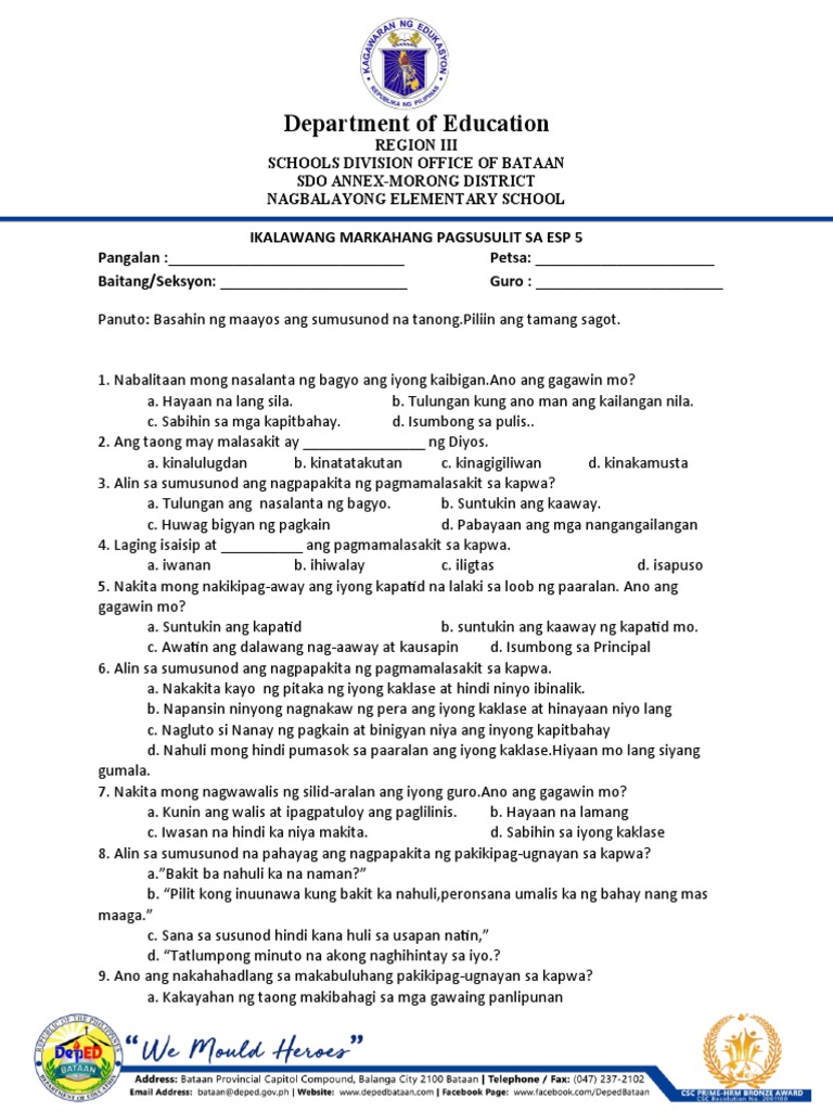 ESP 5 - 2nd Quarter | PDF