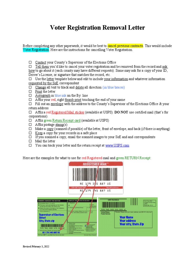 Voter Registration Cancellation Guide | PDF | Law