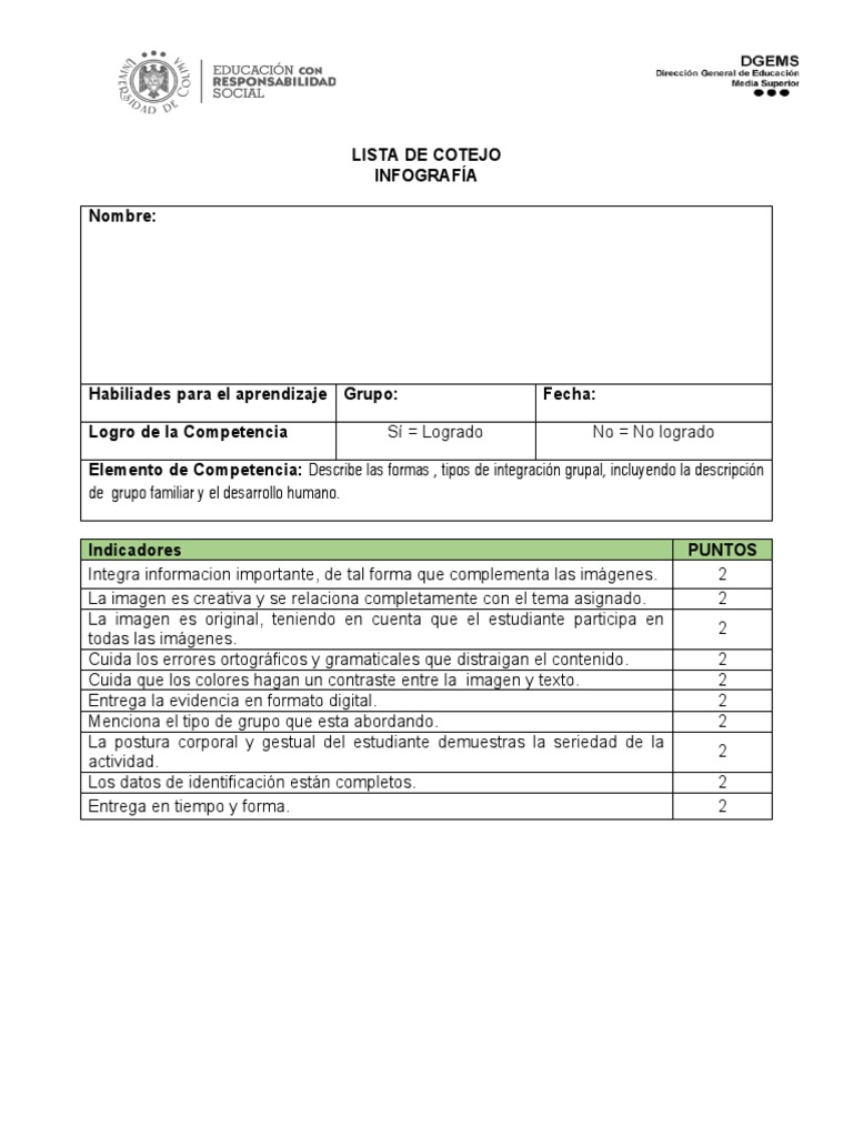 Lista de Cotejo Infografía | PDF