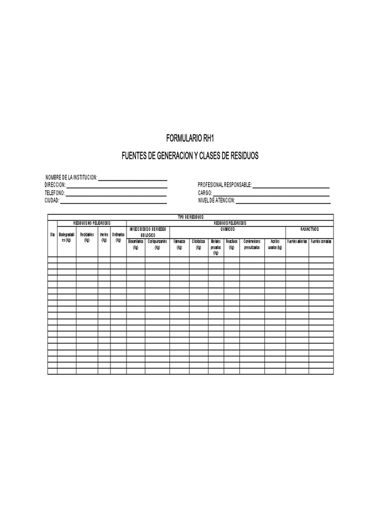 Formato de Residuos Rh1 Consultorio Doctora Clara Buitrago | PDF ...