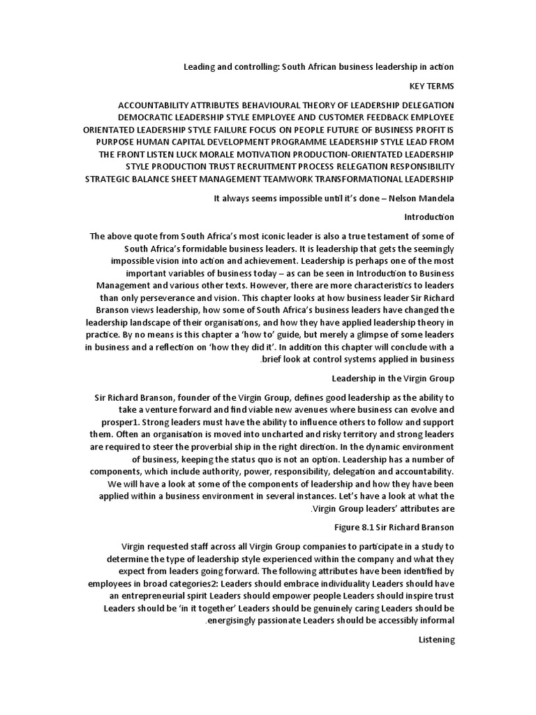 Leading and Controlling | PDF | Leadership | Transformational Leadership