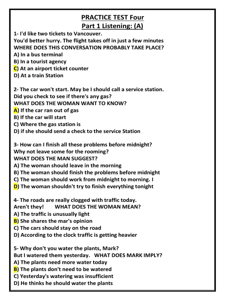 Practice Test Four | PDF | Cerebellum | Brain