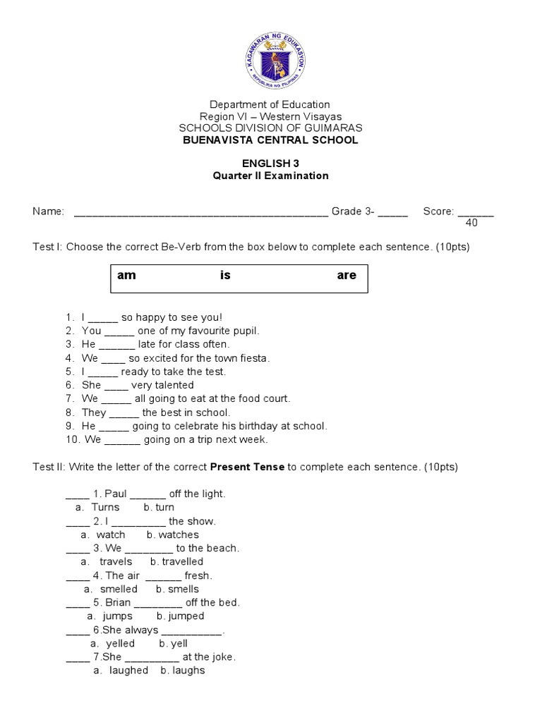 English 3 Exam | PDF | Languages | Foreign Language Studies