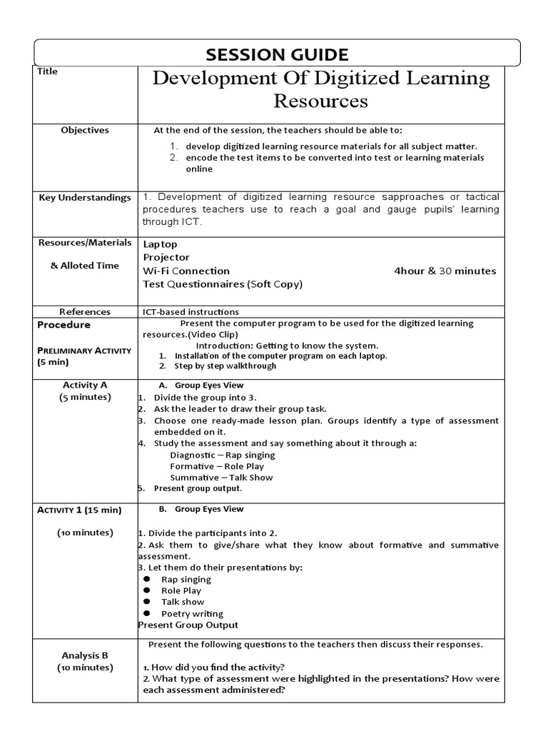 Final Session Guide Assessment 2020 | PDF | Educational Assessment ...