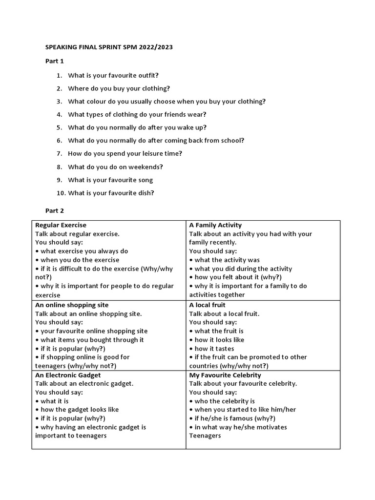 Speaking SPM Trial 2022 | PDF | Volunteering | Adolescence