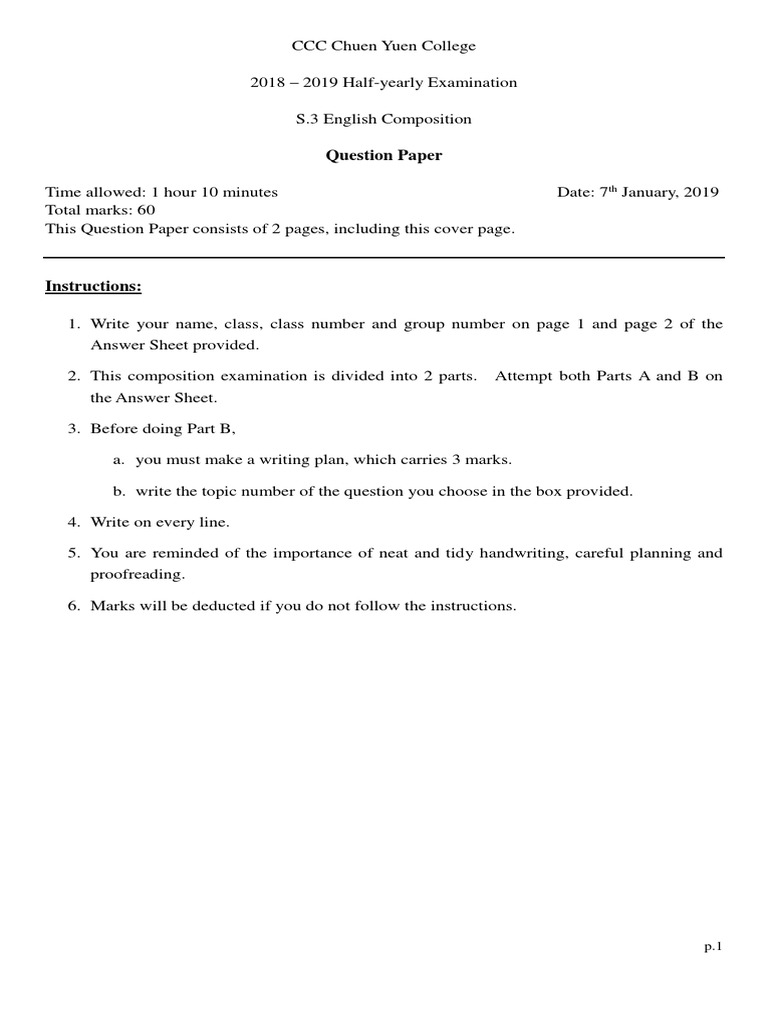 ENG S3 HY Composition QP | PDF | Science, Technology, Engineering, And Mathematics | Superstitions