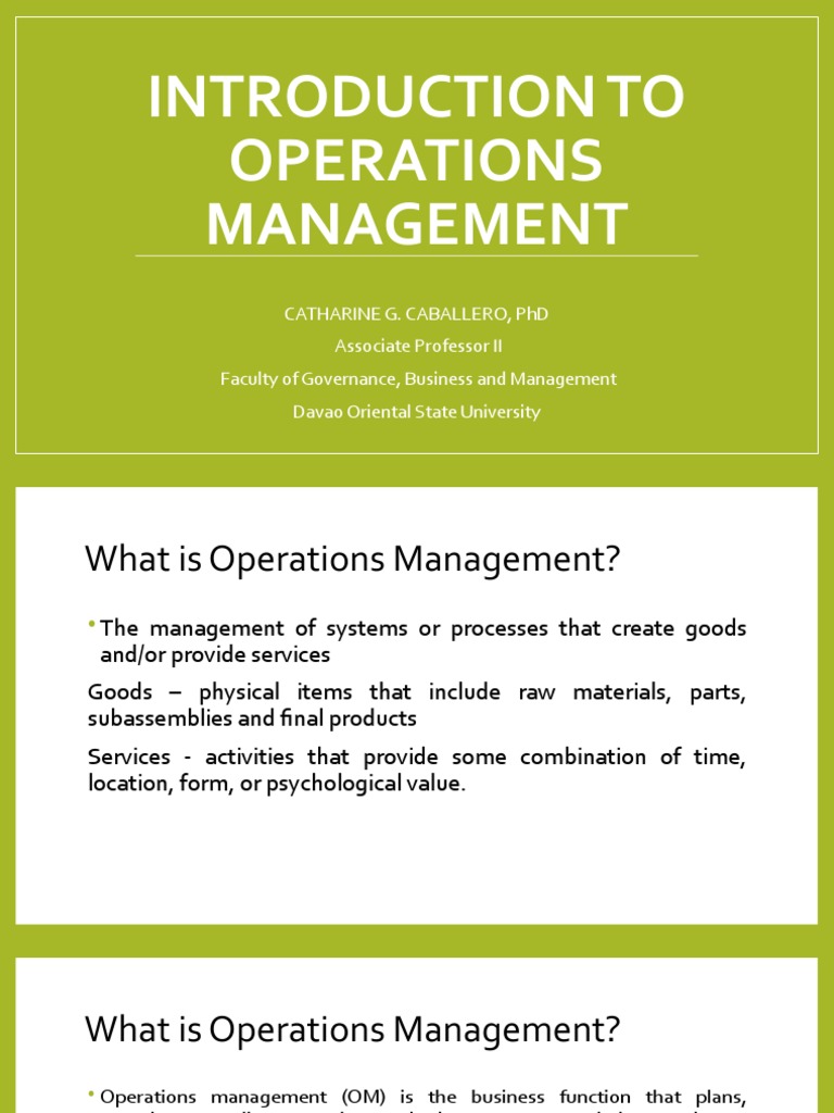 Lesson 1. Intro To OM | PDF | Operations Management | Resource Lesson 1. Intro To OM | PDF | Operations Management | Resource