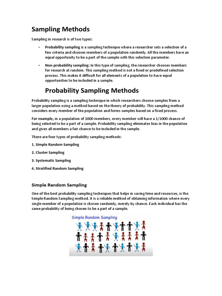 Sampling Methods - Probability Sampling | PDF | Sampling (Statistics) | Research Methods