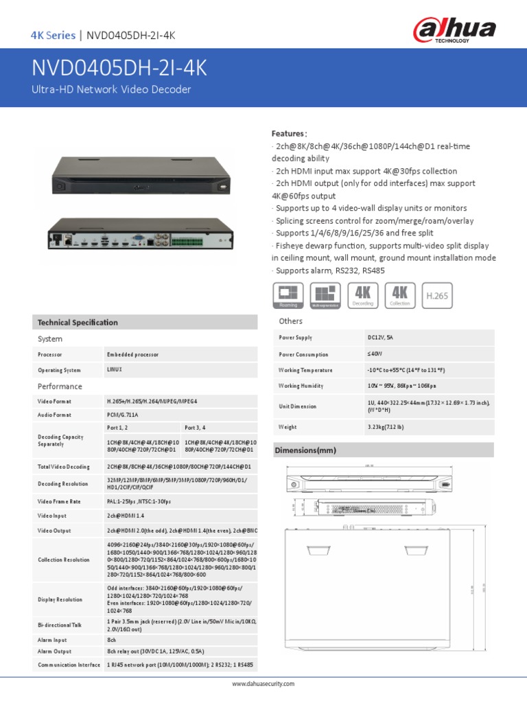 NVD0405DH 2I 4K - Datasheet | PDF | Display Resolution | Video