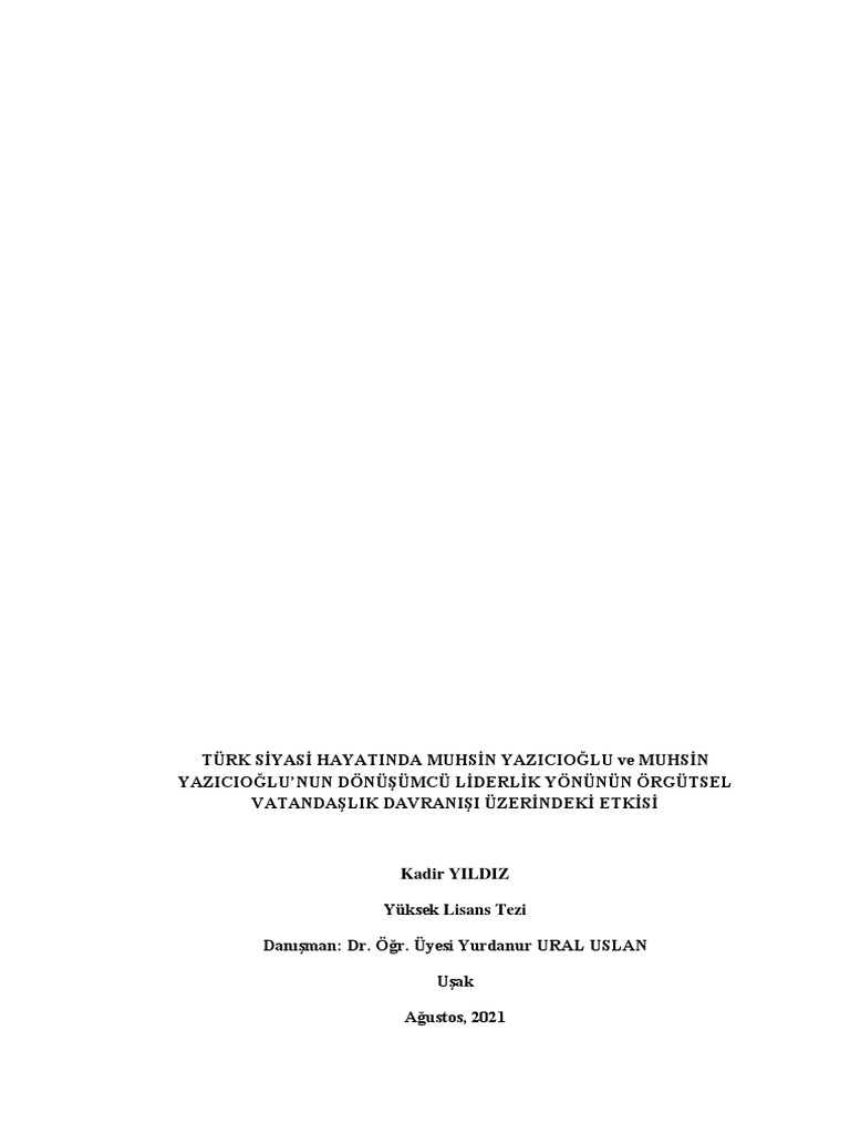 Turk Siyasi Hayatinda Muhsin Yazicioglu | PDF