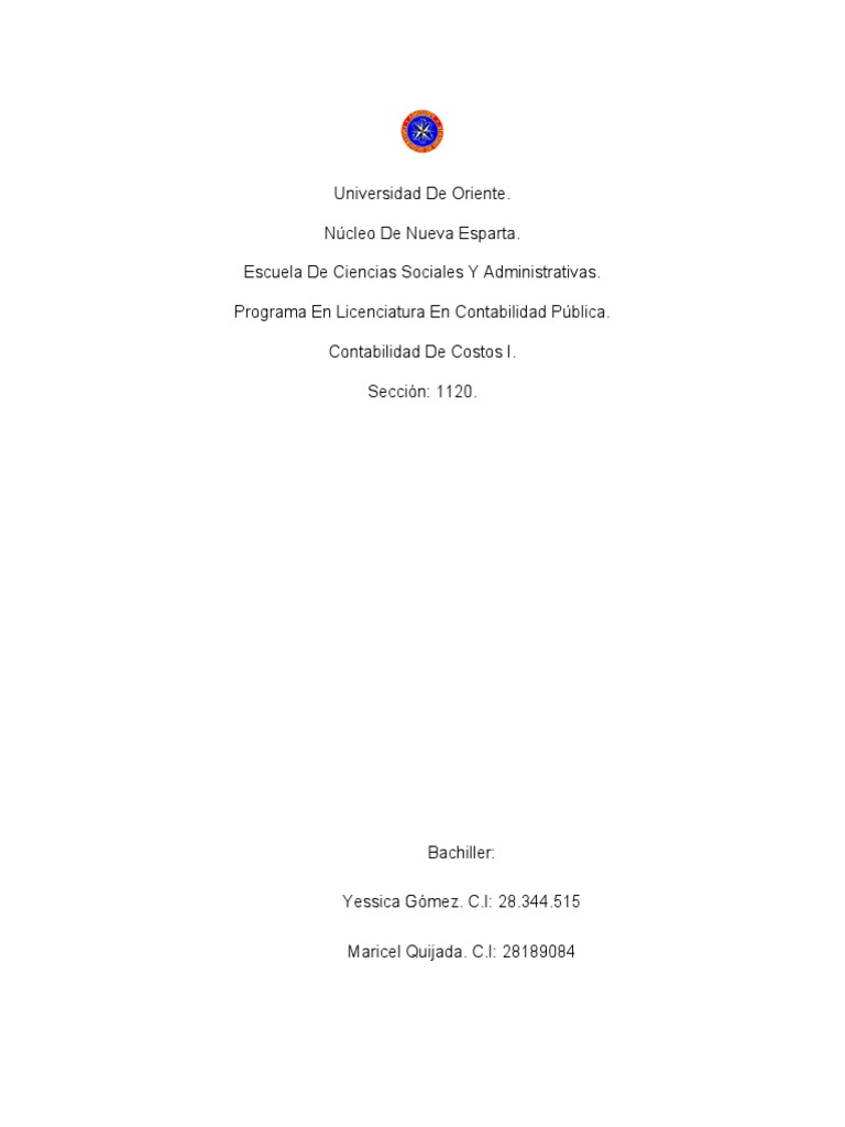 Trabajo de Costo I, Tema Cinco Administracion y Control de Los Elementos Del Costo | PDF ...