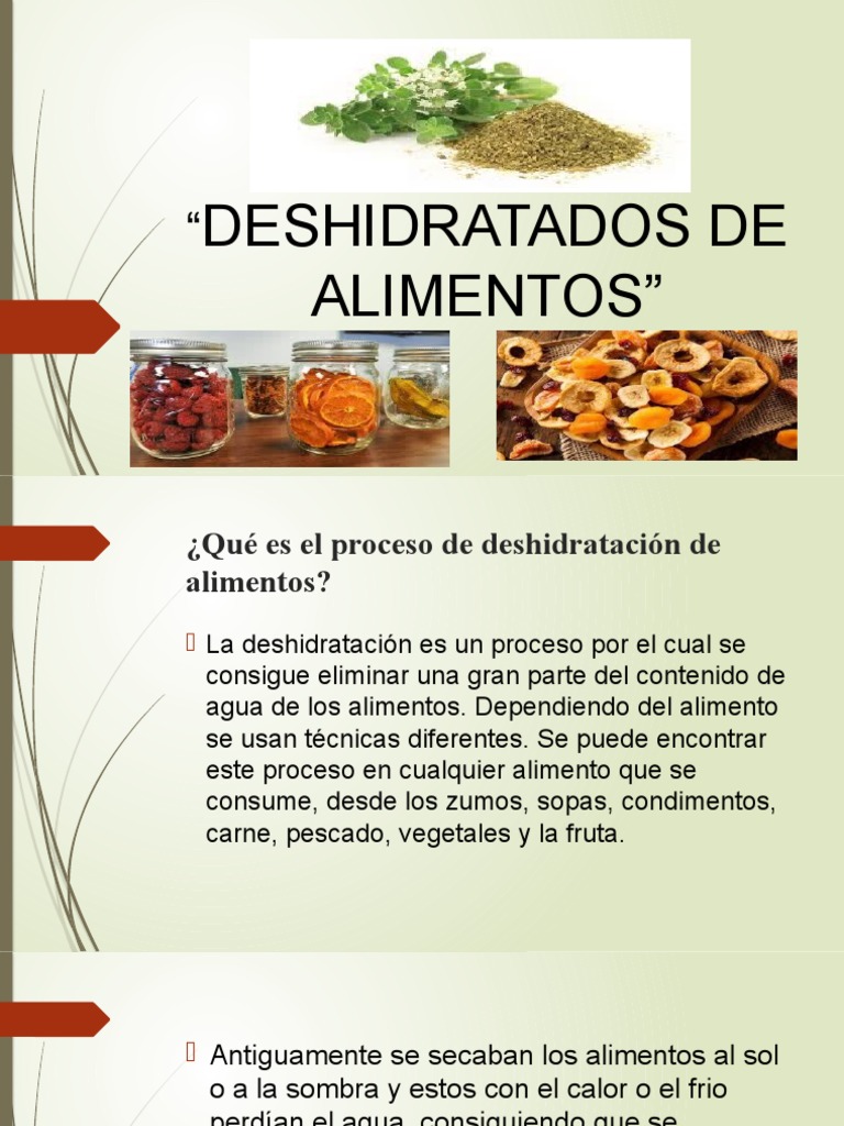 Deshidratados de Alimentos | PDF | Alimentos | Agua