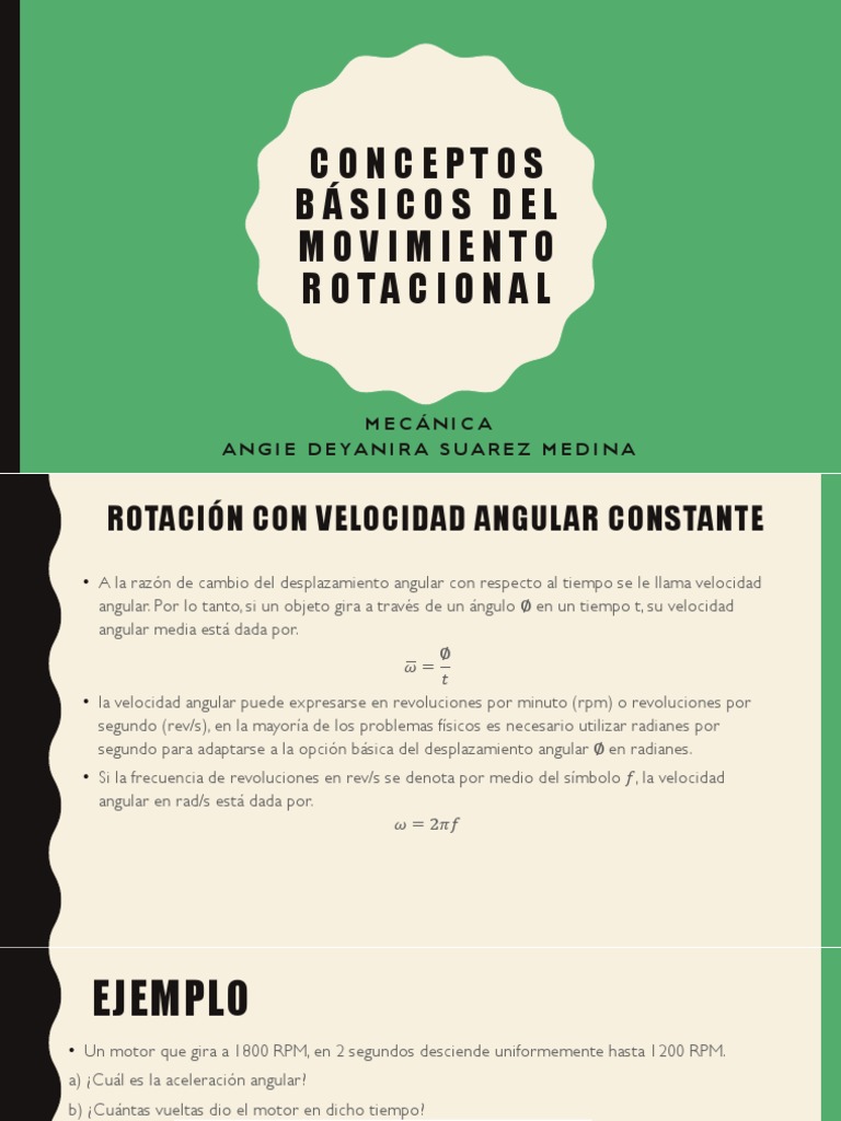 Conceptos Básicos Del Movimiento Rotacional: Mecánica Angie Deyanira Suarez Medina | PDF ...