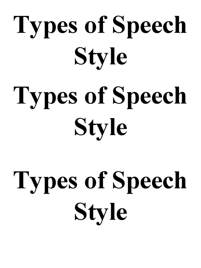 Types of Speech Style Activities | PDF