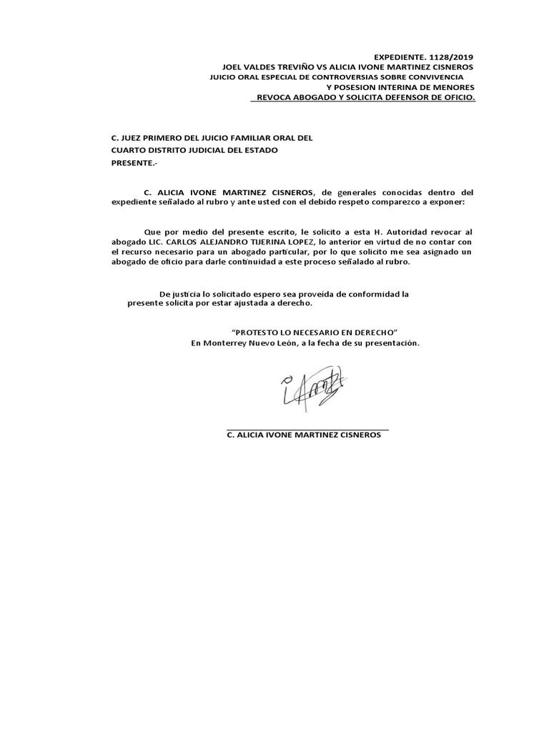 Solicitud de Defensor de Oficio | PDF | Derecho