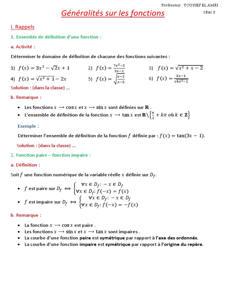 Généralités Sur Les Fonctions1 | PDF | Extremum | Fonction monotone