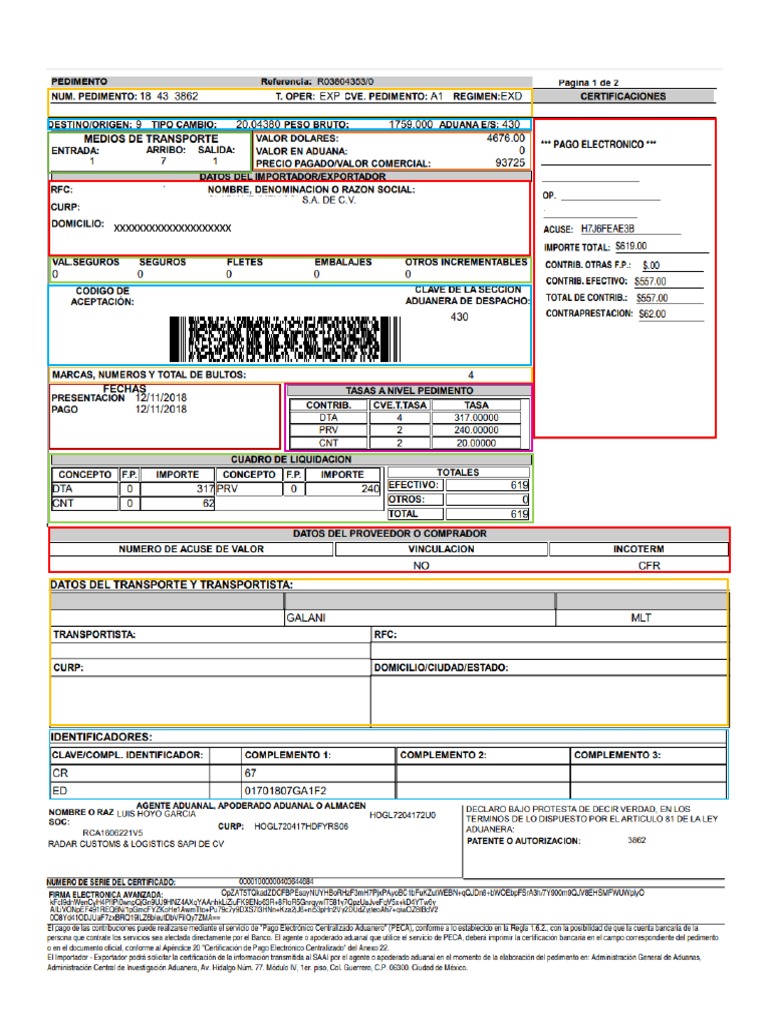 Ejercicio de Pedimento | PDF