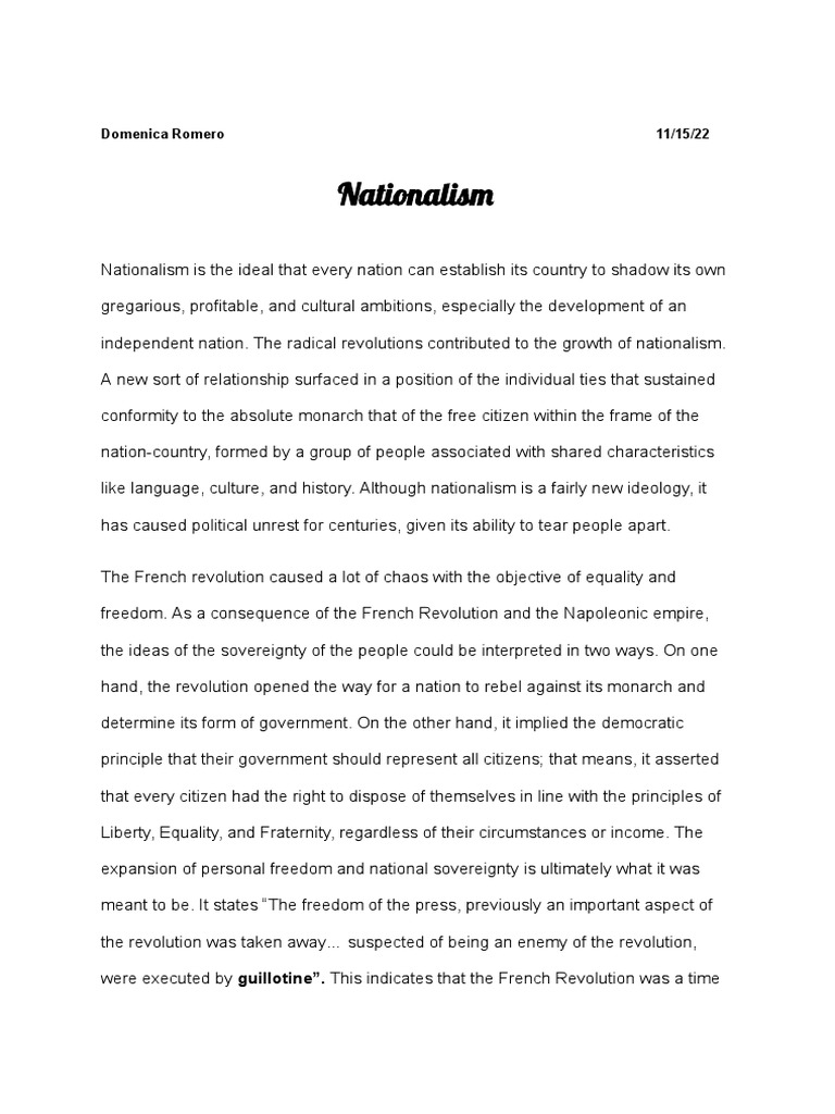Nationalism Essay | PDF