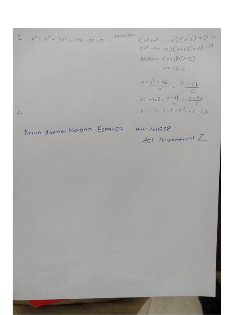 Act 2 Fundamental Algebra | PDF