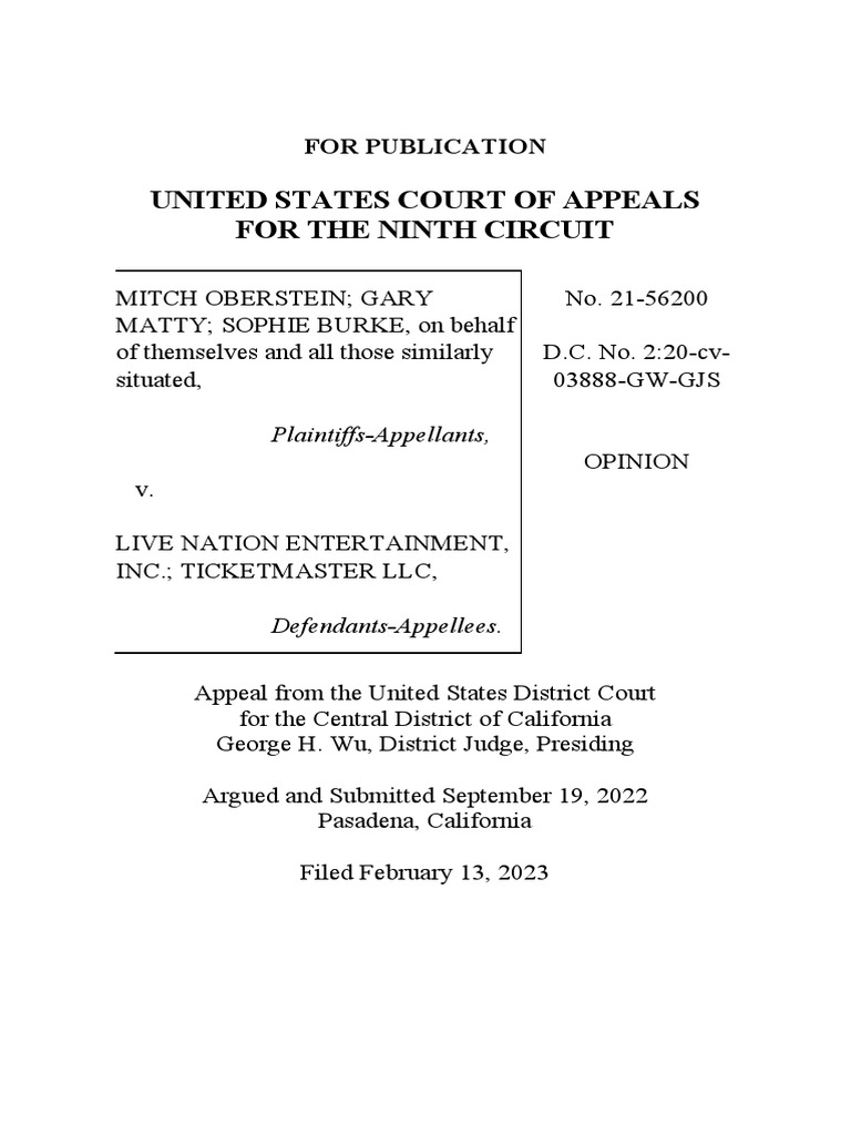 Oberstein V Live Nation PDF Judiciaries Business Law