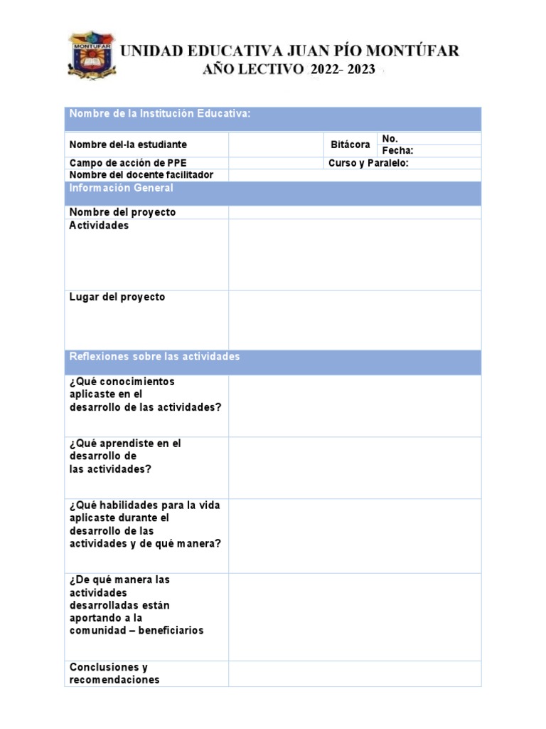 Anexo 10. Formato de Bitácora | PDF