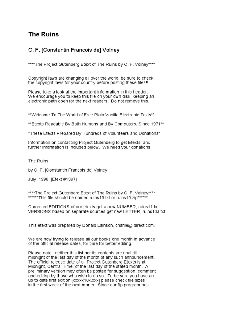 The Ruins by C. F. [Constantin Francois de] Volney ( PDFDrive ) | PDF ...