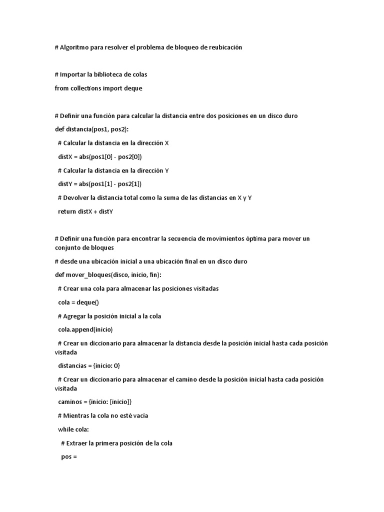 Algoritmo para Resolver El Problema de Bloqueo de Reubicación | PDF