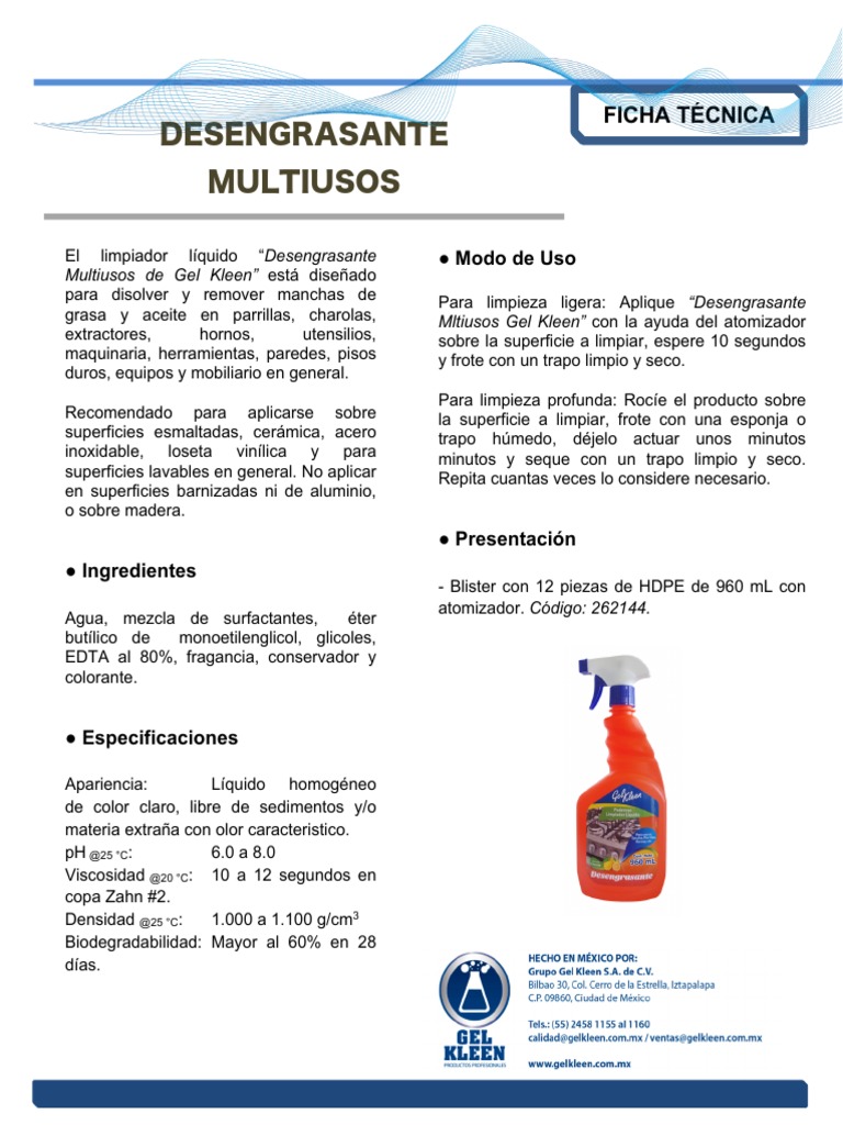 Desengrasante Multiusos FT.050.2644 | PDF | Química