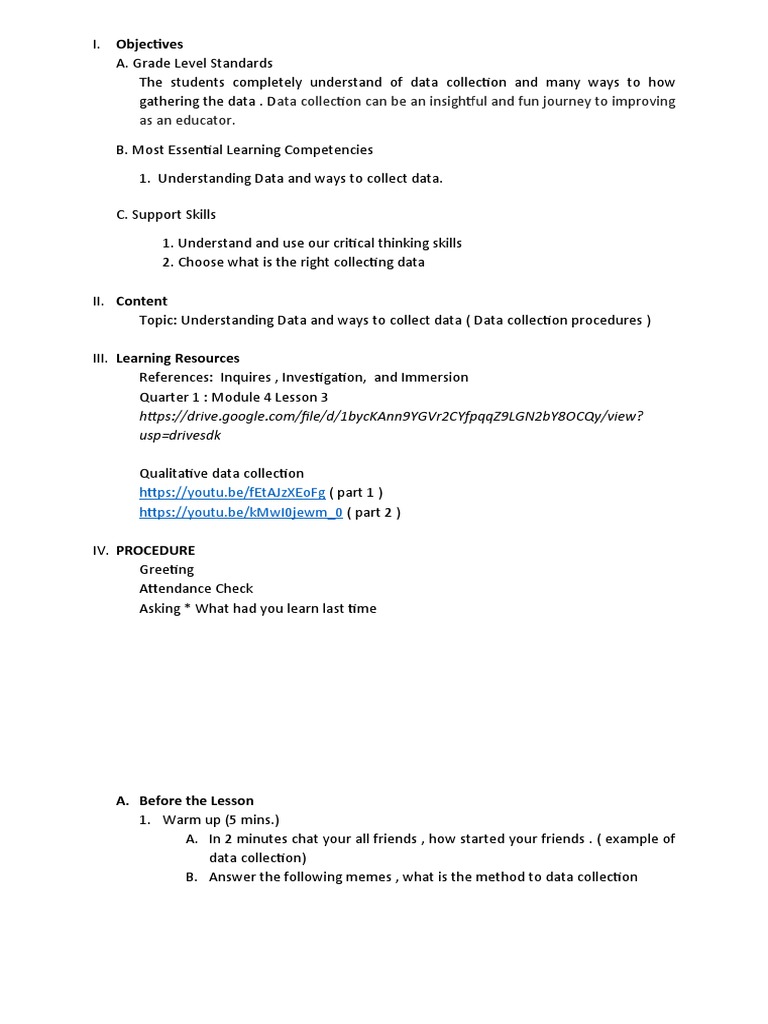 I3 - Module 4 - Lesson 3 Sample-Lesson-Plan | PDF | Data | Learning