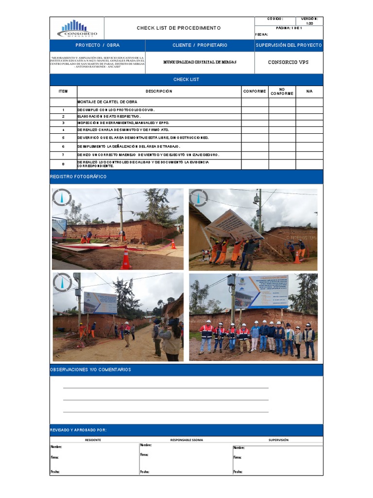 CHECK LIST - Colocación de Cartel de Obra | PDF | Informática