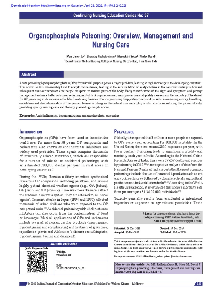 Mary Jancy Joy Et Al Pdf Acetylcholine Medicine