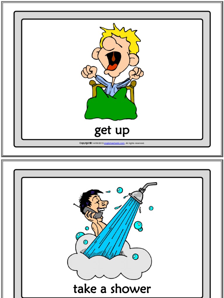 Daily Routines Vocabulary Esl Printable Flashcards With Words For Kids ...