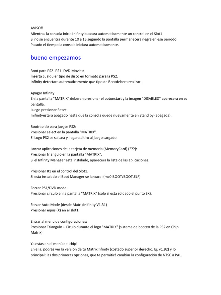 Chip Ps2 Matrix Infiniti | PDF | Memoria USB | Dirección IP