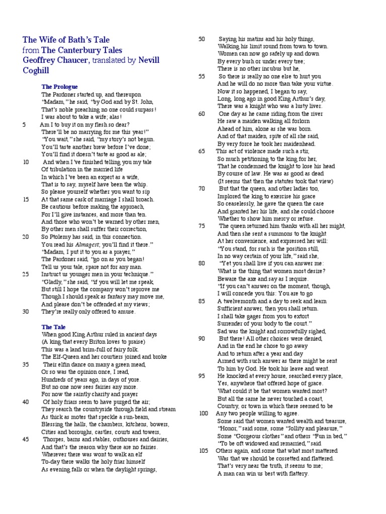 Canterbury Tales - Wife of Baths Tale | PDF | Gentleman | The ...
