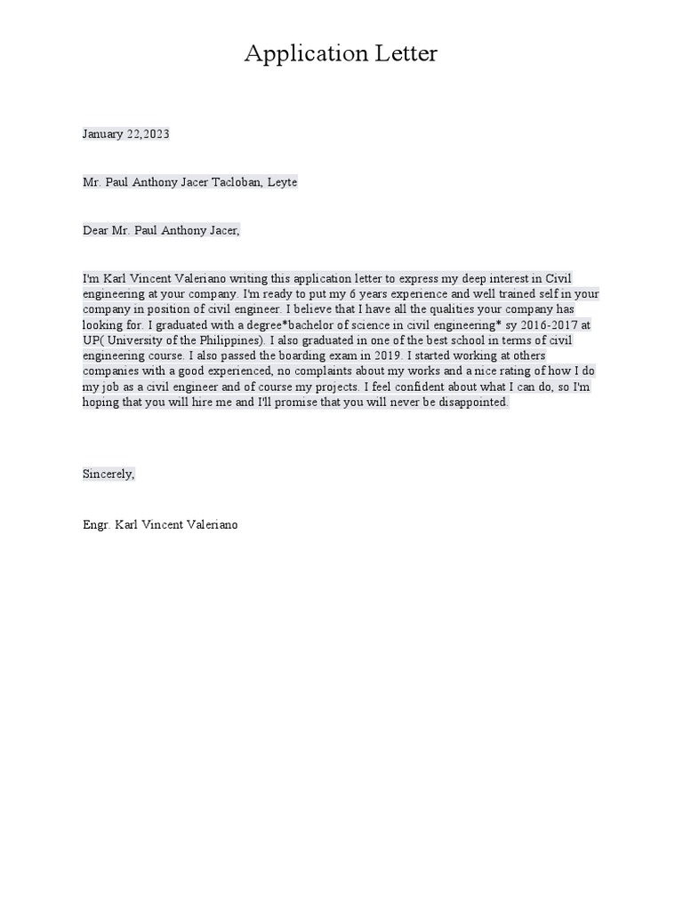 Application Letter | PDF