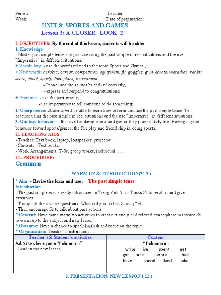 Unit 8 - Lesson 3 - A Closer Look 2 | PDF | Question | Teachers