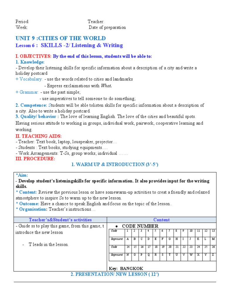 Unit 9 - Lesson 6 - Skills - 2 | PDF | Teachers | Information