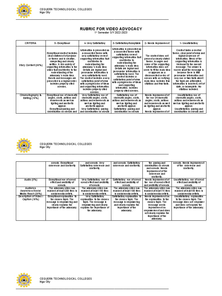 Rubric For Video Advocacy | PDF | Cyberbullying | Social Media