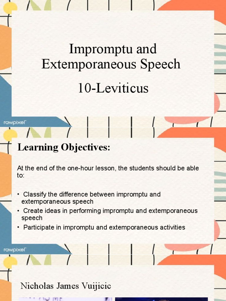 Impromptu and Extemporaneous Speech | PDF