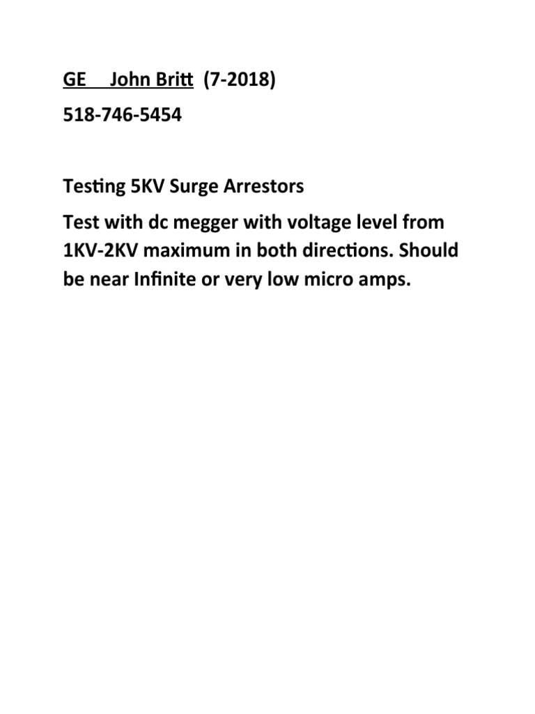 GE Surge Arrestor Testing | PDF | Technology & Engineering