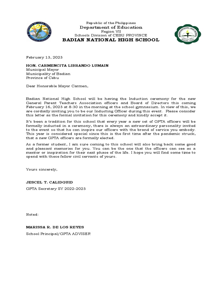 Gpta Letter Invitation-Mayor | PDF