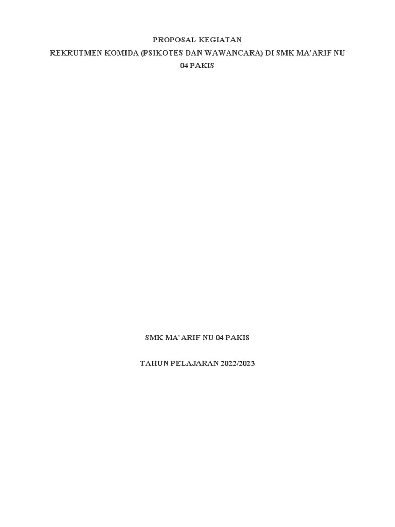 Proposal Kegiatan Rekrutmen Komida | PDF