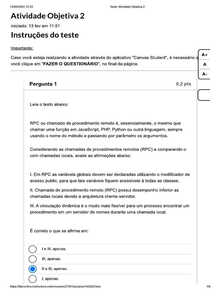 Atividade Objetiva 2 | PDF