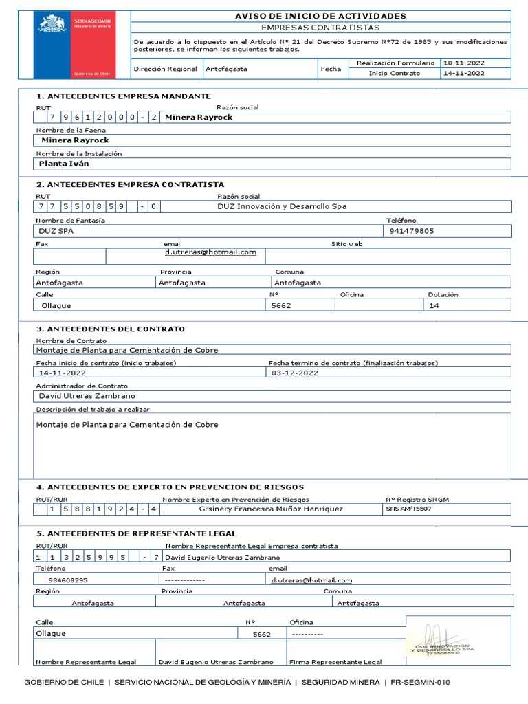 Carta Inicio Actividades | PDF