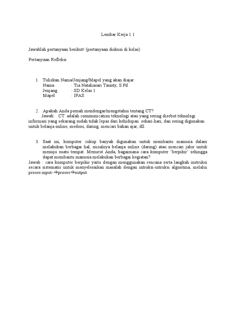 Lembar Kerja 1 Bebras | PDF