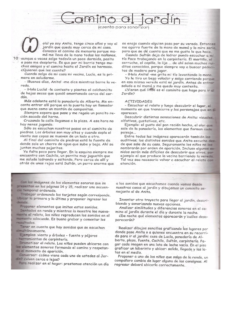 Cuento para Sonorizar (Camino Al Jardín) | PDF
