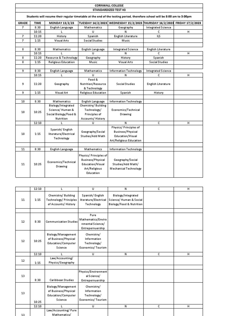 Test Timetable #3 | PDF | Science | Geography Test Timetable #3 | PDF | Science | Geography